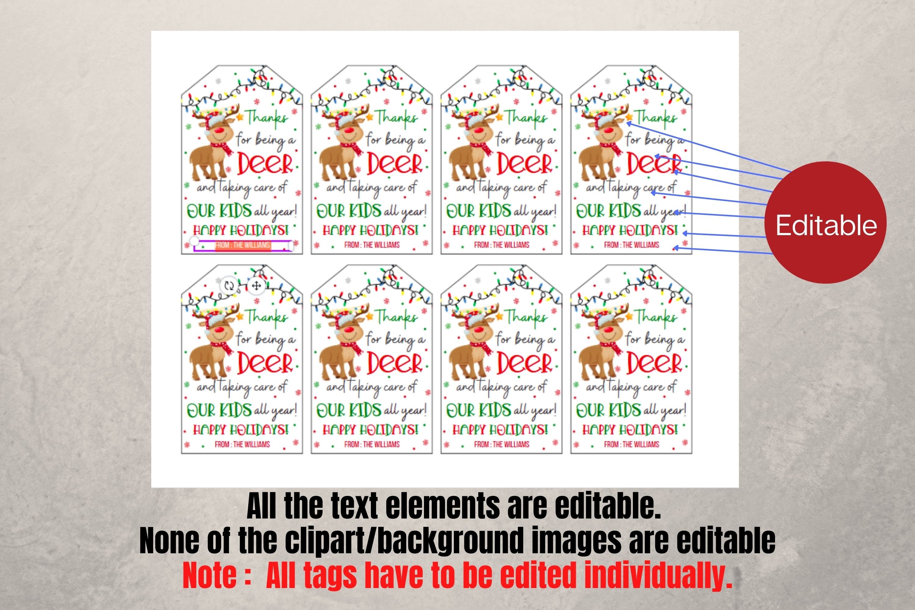 Thanks for Being a Deer and Taking Care of Our Kids Editable - Etsy