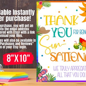 Thank You for Being so Sun-sational|beach Themed Teacher Appreciation ...