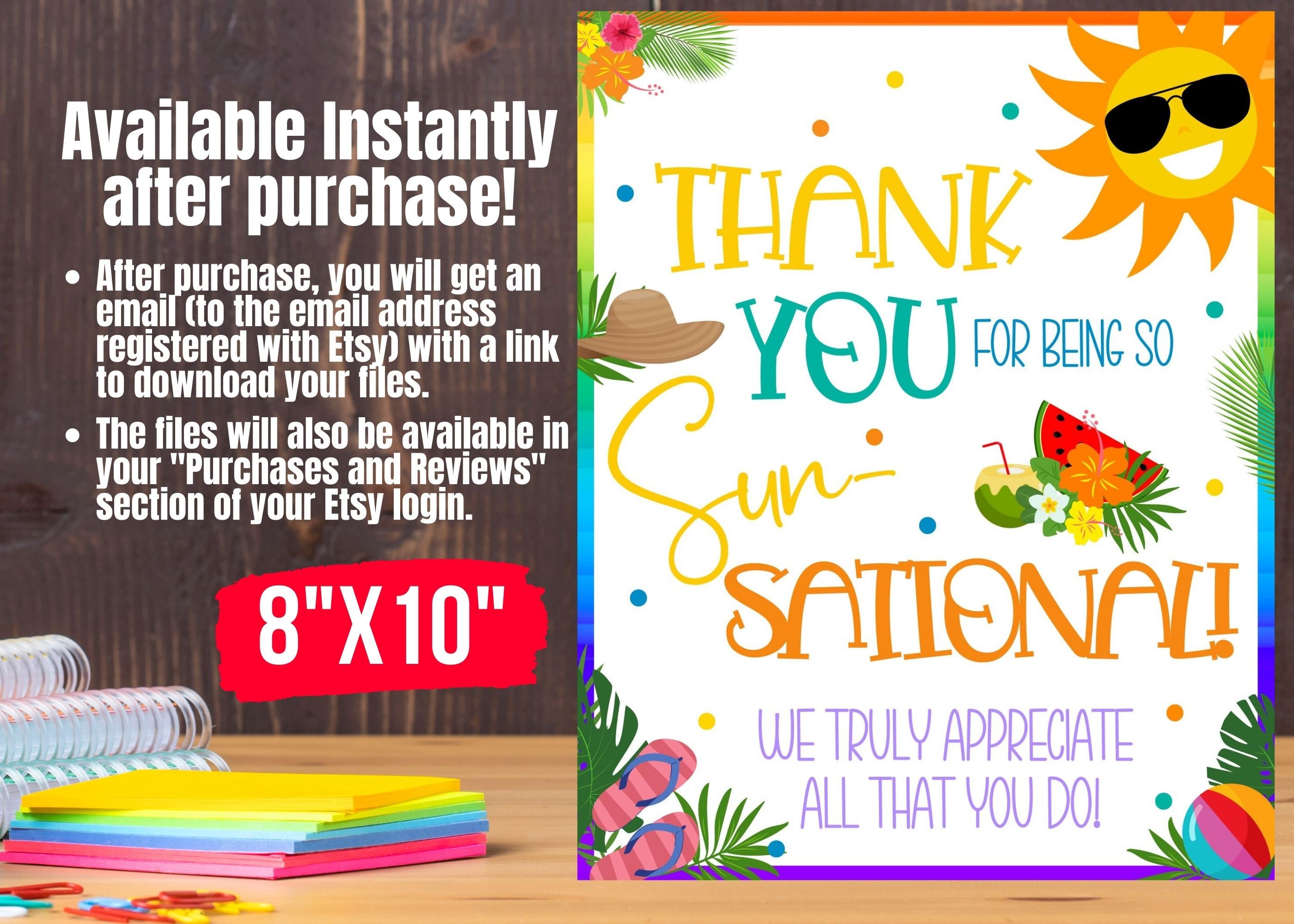 Thank You for Being so Sun-sational|beach Themed Teacher Appreciation ...