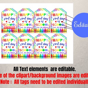Happy First Day of School Gift Tags for Students, Teachers, Back to ...