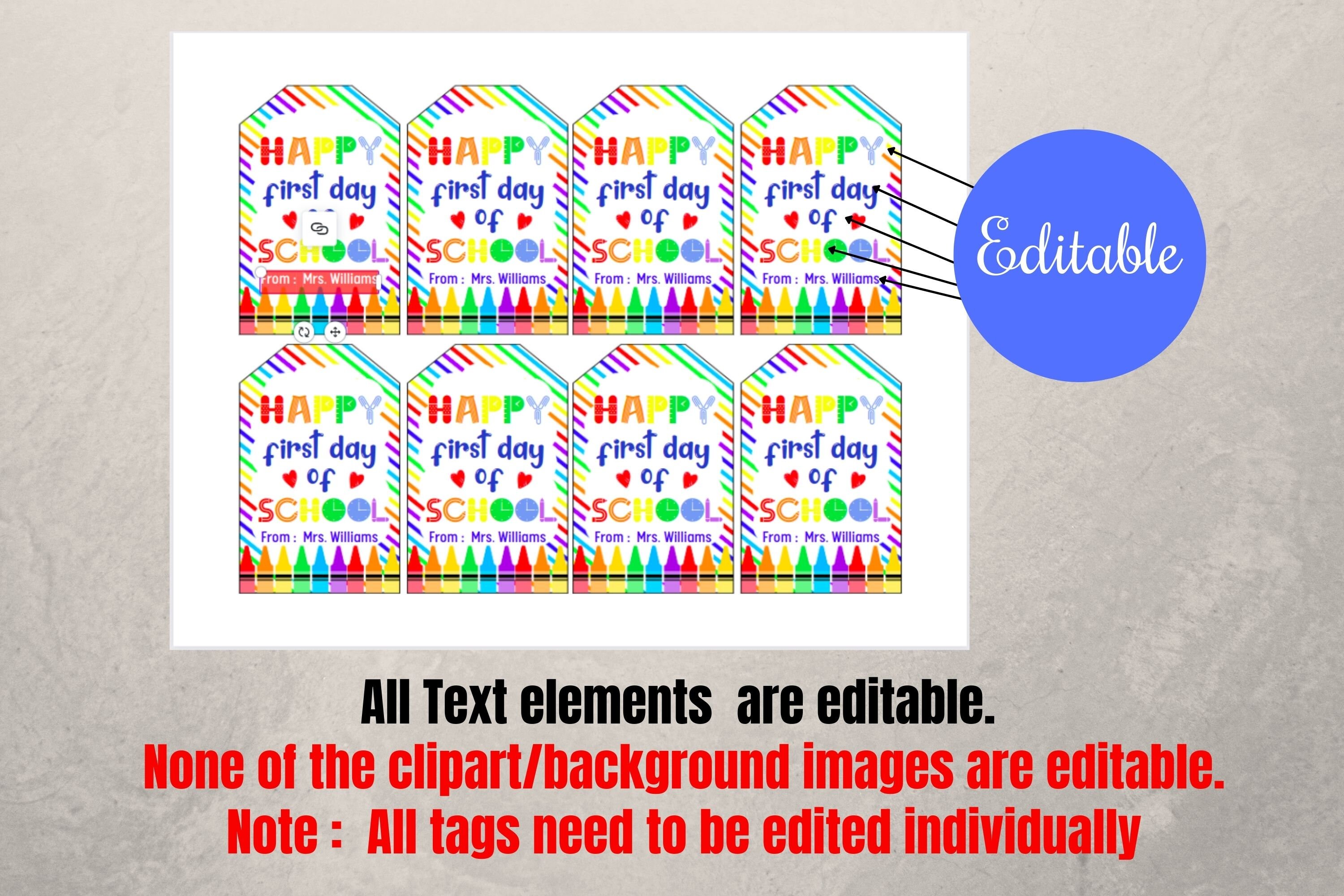 Happy First Day of School Gift Tags for Students, Teachers, Back to ...