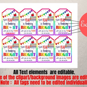 Editable Back to School Marker Gift Tags for Teacher, First Day of ...