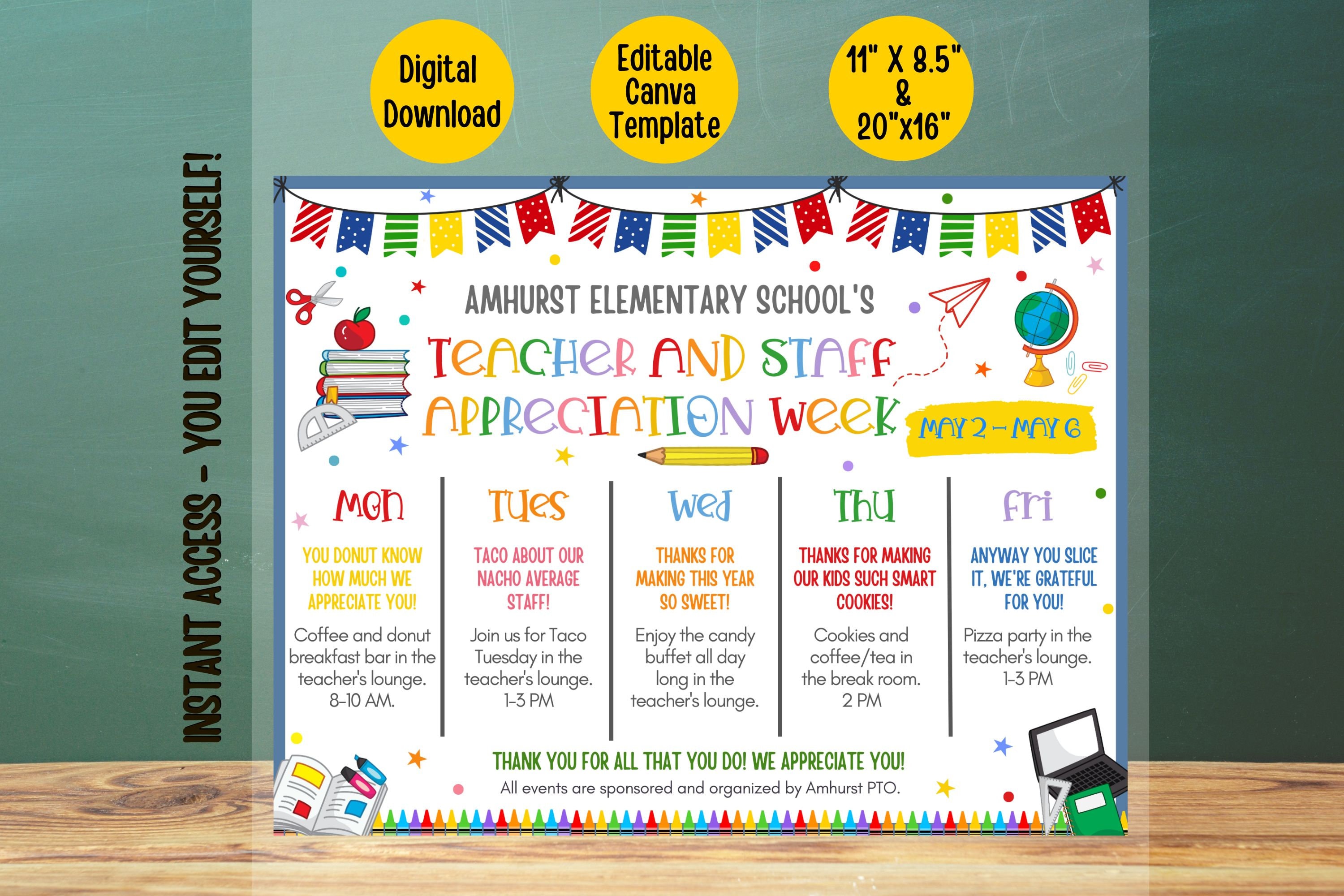 Editable Teacher Appreciation Week Schedule, School Teacher ...