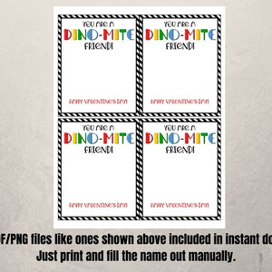 Dinomite Valentine Gift Tags Printable, Editable Dinosaur Valentine ...