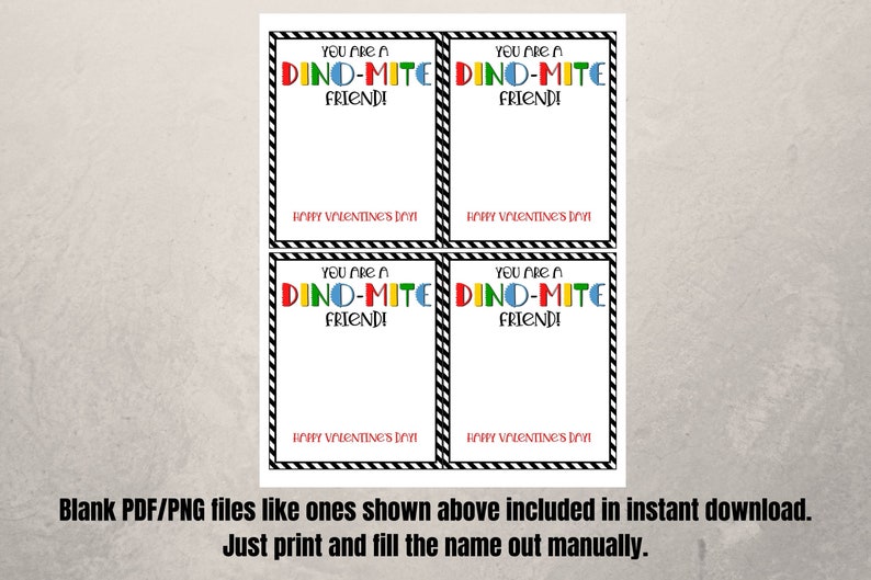 Dinomite Valentine Gift Tags Printable Editable Dinosaur - Etsy
