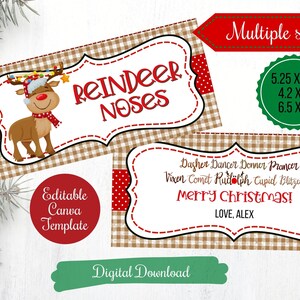 Reindeer Noses Treat Bag Toppers,editable Christmas Fold Over Labels ...