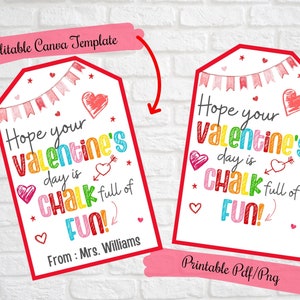 Printable Class Valentine Gift Tags for Chalk Hope You | Etsy