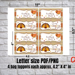 So Very Thankful for You Treat Bag Topper, Thanksgiving Class School ...