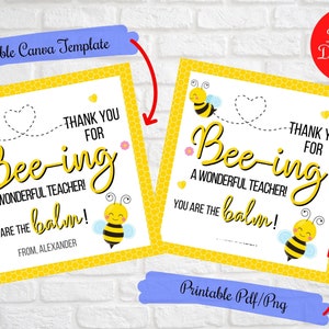 Thanks for Beeing a Wonderful Teacher Gift Tags Lip Balm - Etsy