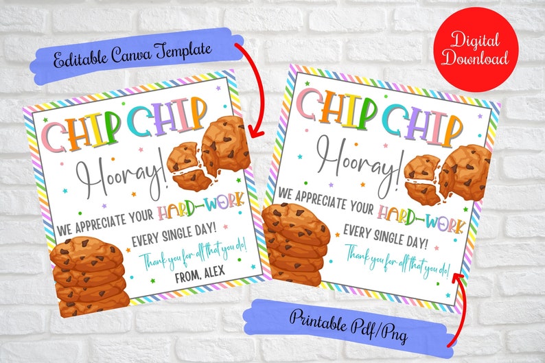 Staff Cookie Appreciation Gift Tags Chip Chip Hooray We - Etsy