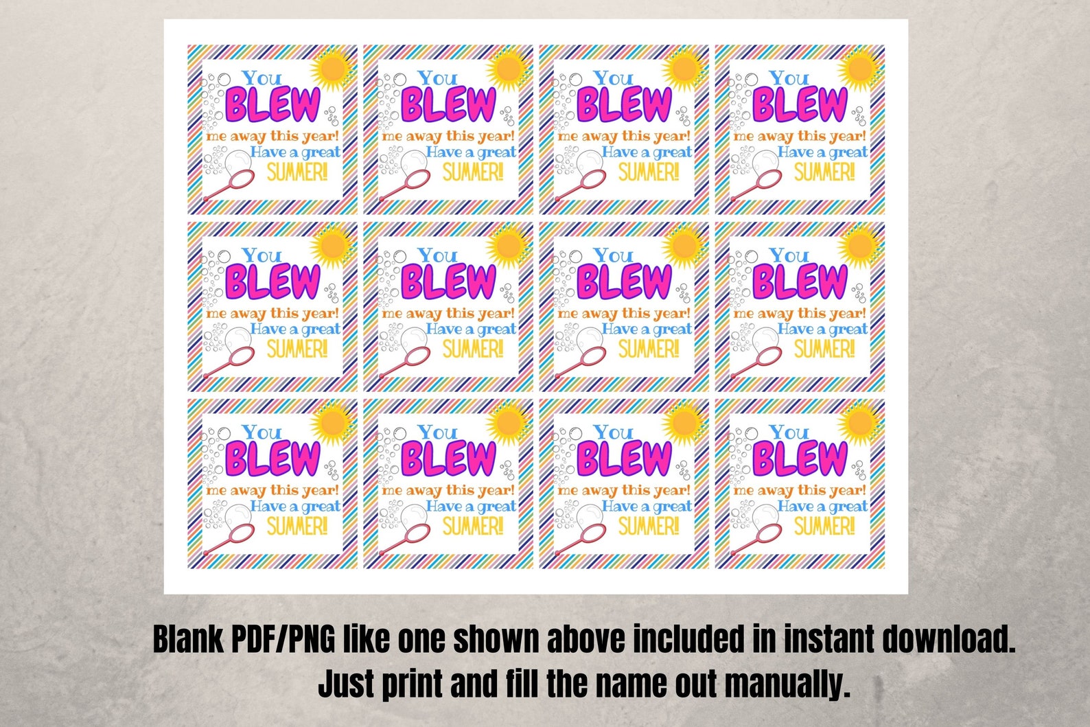 End of Term Class Bubbles Gift Tags, You Blew Me Away This Year ...