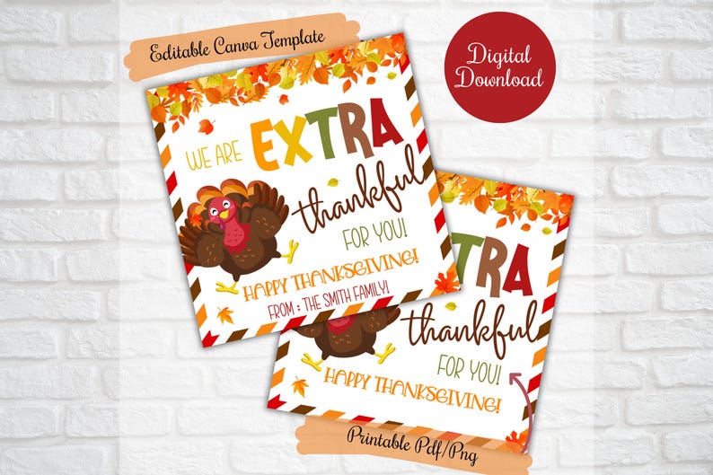 Thanksgiving Gift Treat Tags, We Are Extra Thankful for You Treat Tags ...