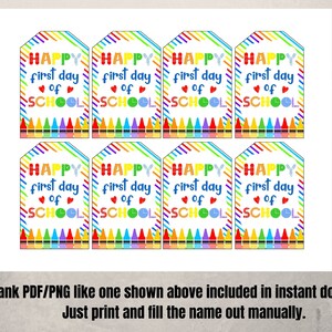 Happy First Day of School Gift Tags for Students, Teachers, Back to ...