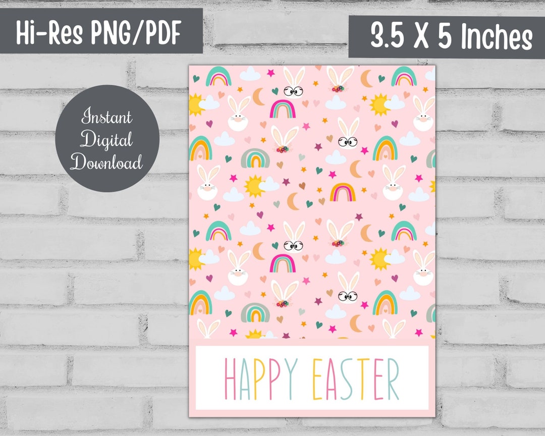 Printable Happy Easter Mini Cookie Cards, 3.5"x5" Cookie Card, Easter ...