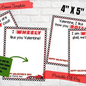 Car Valentine Tags Printable, Editable Valentines for Toy Cars, Kids ...