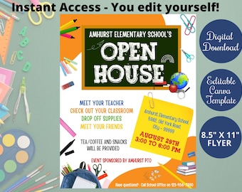 EDITABLE School Open House Flyer Printable PTA PTO Flyer - Etsy