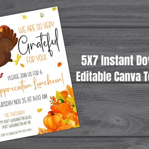 Thanksgiving Appreciation Luncheon Invite for Teachers/staff/clients ...