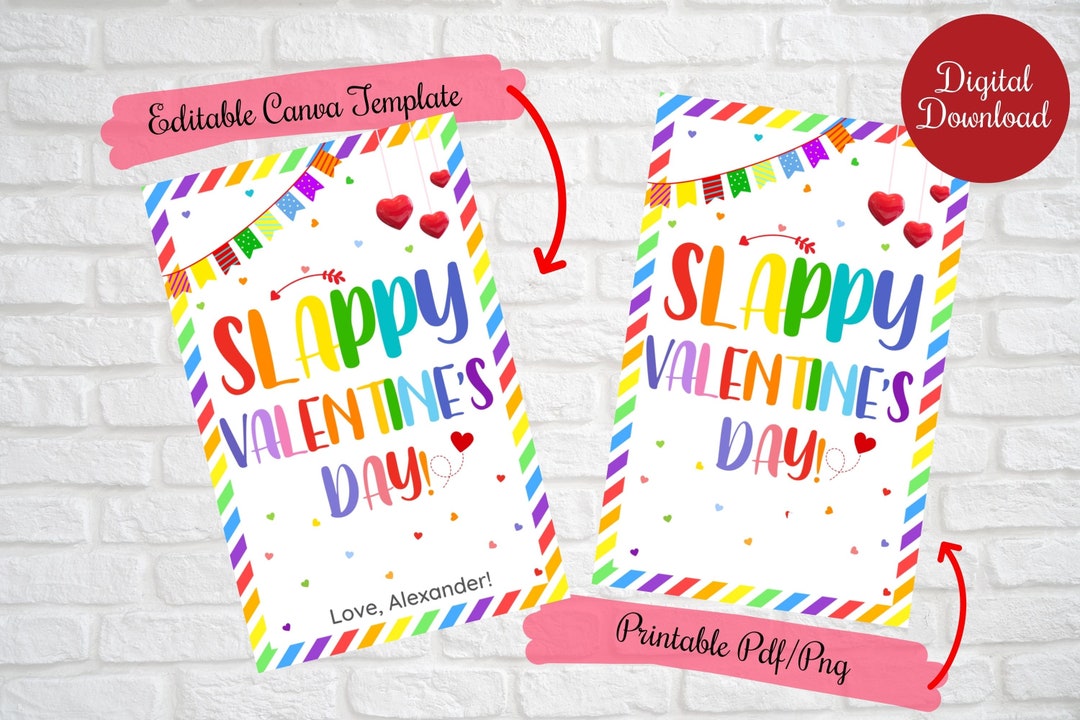 Editable Slap Band Slap Bracelet Gift Tags,slappy Valentines Day Tag ...