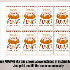 Thanksgiving Bundt Cake Tags for Teacher,nothing Bundt Thankful for You ...