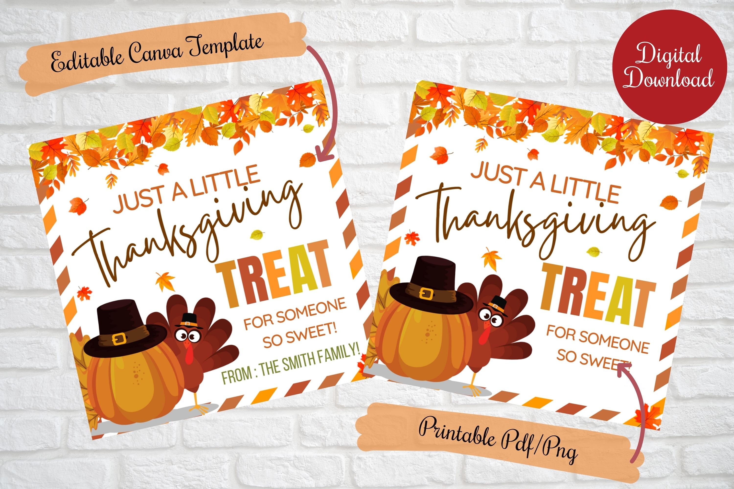 Thanksgiving Gift Treat Tags Just a Little Thanksgving Treat - Etsy