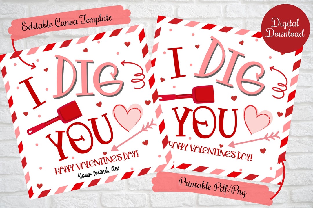 I Dig You Valentine Gift Tags, Printable Editable Valentine ...