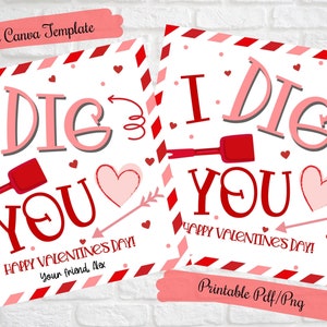 I Dig You Valentine Gift Tags Printable Editable Valentine - Etsy