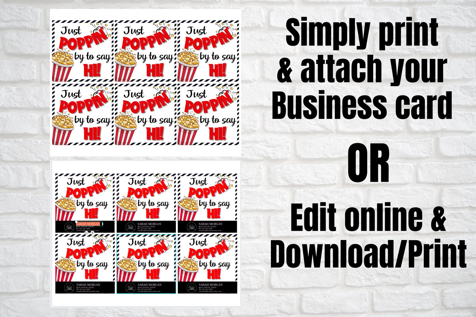 Poppin by to Say Hi Realtor Tags Realtor Popcorn Pop by Tags - Etsy