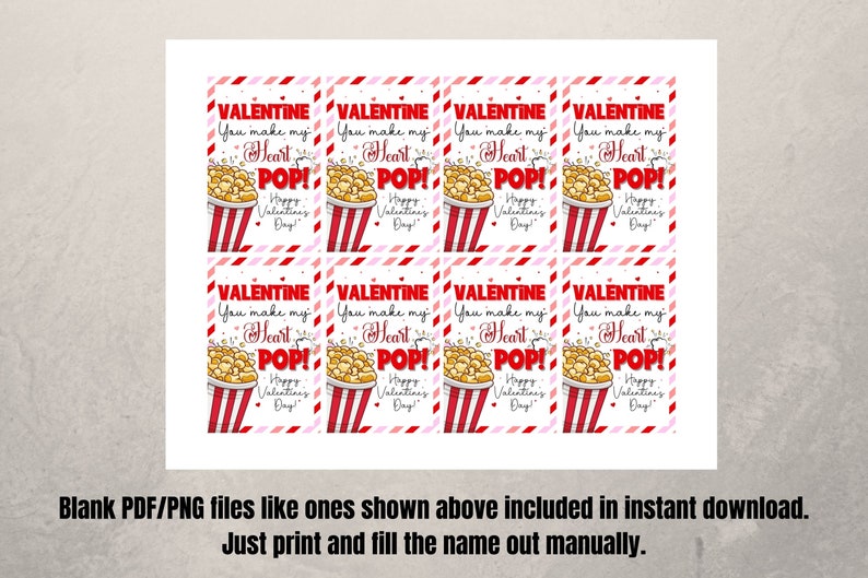 Valentine Popcorn Gift Tags You Make My Heart Pop Printable - Etsy