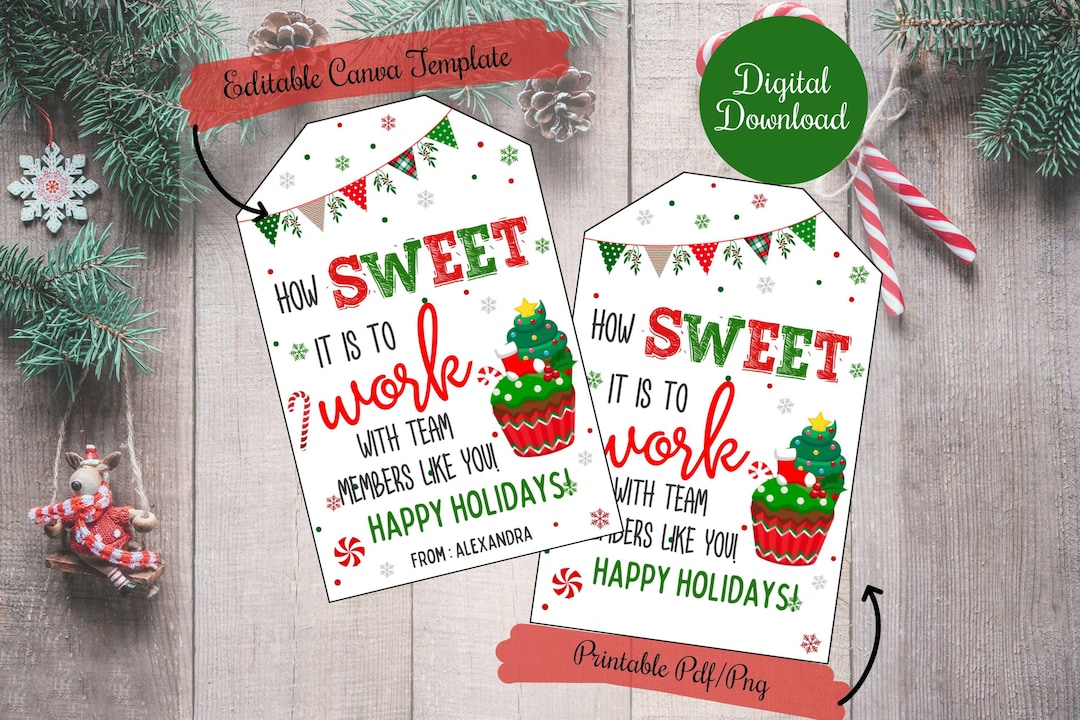 How Sweet It is to Work With Team Member Like You ,christmas Gift Tags ...