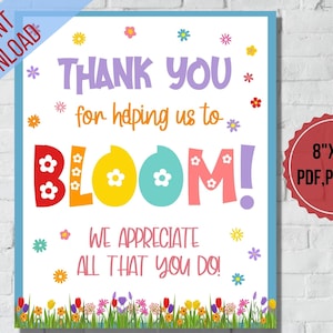 Flowers Teacher Appreciation Printable,thanks for Helping Us to Bloom ...