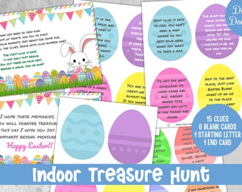 Easter Egg Treasure Hunt, Printable Indoor Kids Scavenger Hunt Clues ...
