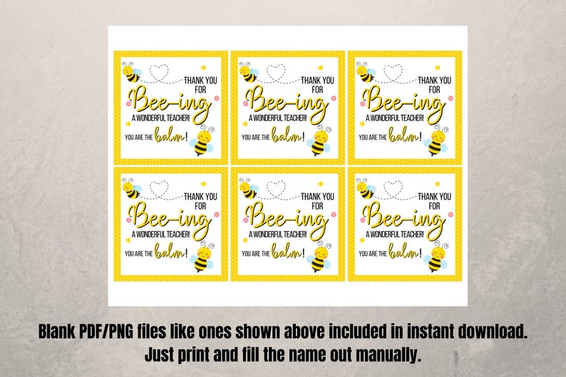 Thanks for Beeing a Wonderful Teacher Gift Tags Lip Balm - Etsy