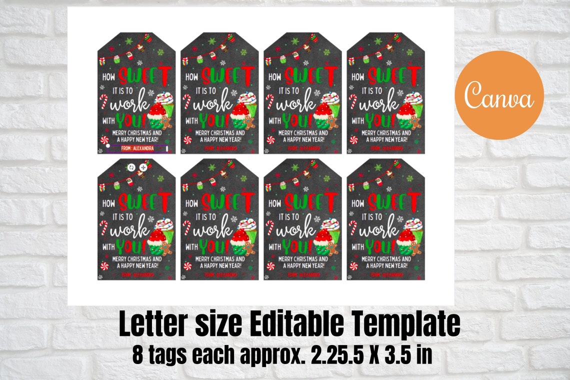 How Sweet It is to Work With You christmas Gift Treat Tags - Etsy