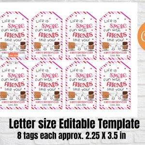Printable Valentine S'mores Tags, Life is Smore Fun With Friends Like ...