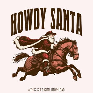 Howdy Santa PNG Digital Download, Western Christmas Design, Cowboy ...