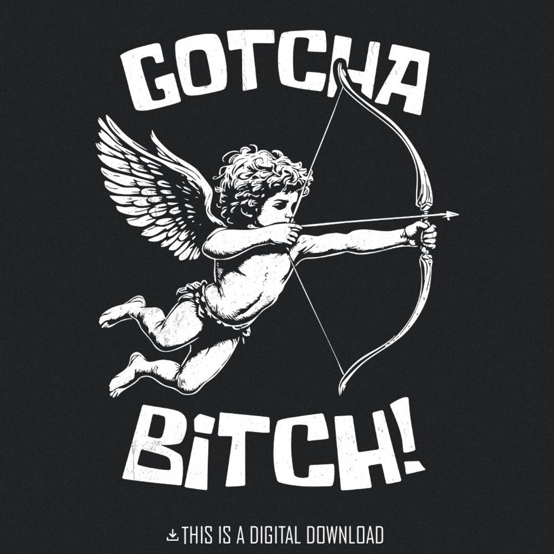 Cupid Funny Valentine's Day PNG, Gotcha B PNG, Retro Valentine's Day ...