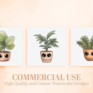 15 Kawaii Tree Plant Cliparts: Unique Watercolor Plants PNG, Classroom ...