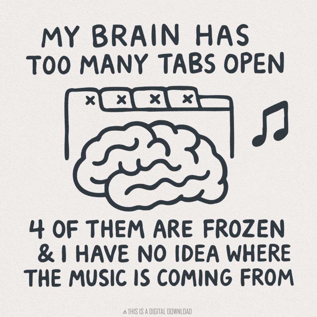 My Brain Has Too Many Tabs Open Sticker, Funny Mom Decal, Water Bottle ...