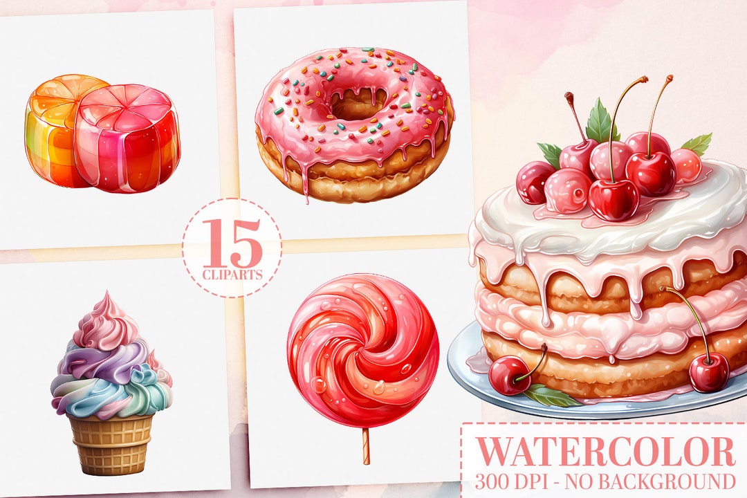Sweet Delights Clipart Bundle: 15 Premium Sweets - Cakes, Ice Cream ...