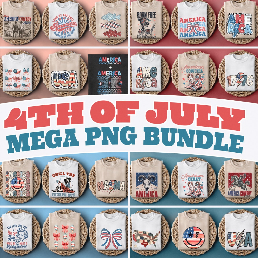 Ultimate 25 PNG 4th of July Mega Bundle, Patriotic Retro Cowboy ...