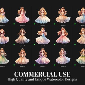 Watercolor Princess Clipart Bundle, 15 Cute Baby Princess Pngs ...