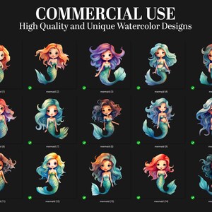 15 Cute Mermaid Clipart Bundle, Nursery Decor, Under the Sea Fantasy ...