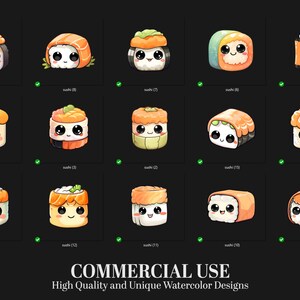 15 Kawaii Sushi Clipart Bundle, Cute Japanese Food Graphics, Cute Food ...