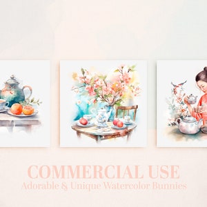 15 Watercolor Tea Party Garden Clipart Bundle, Spring Flowers PNG ...