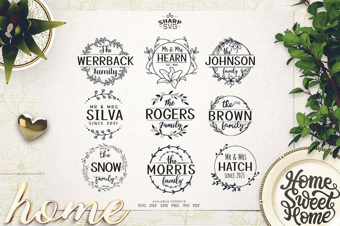 Family Name Sign SVG - Family Sign SVG - Hand Drawn - Family Monogram ...
