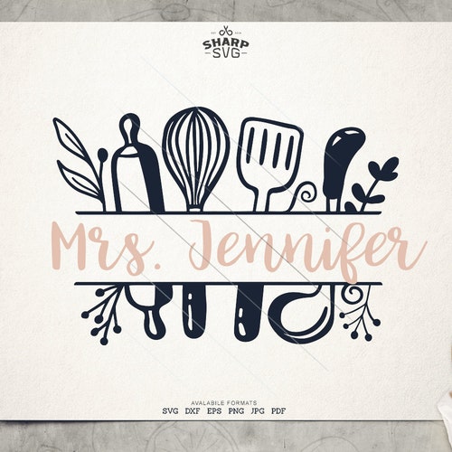 Kitchen Split Frame Svg Kitchen Monogram Svg Flourish Etsy