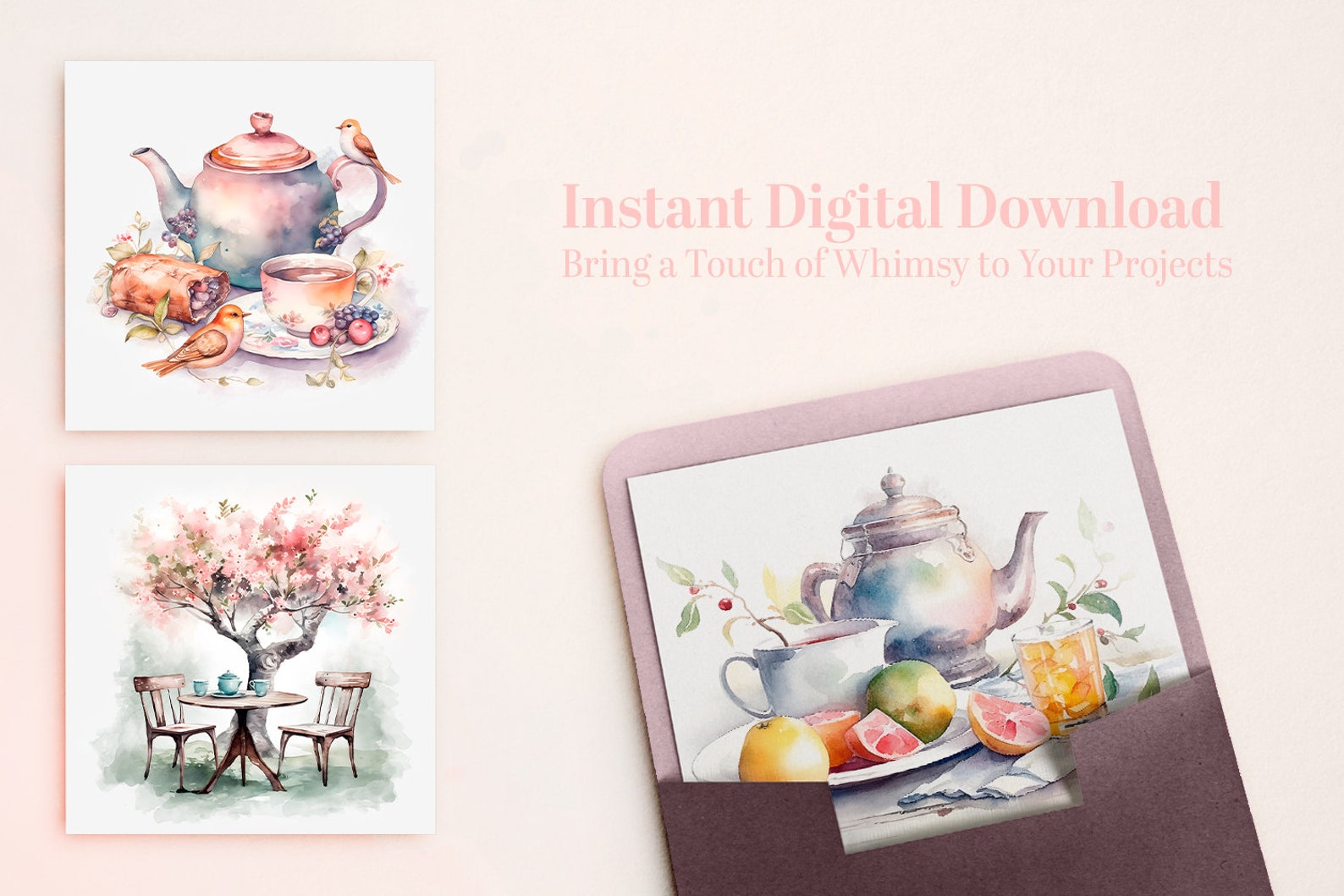 15 Watercolor Tea Party Garden Clipart Bundle Spring Flowers - Etsy