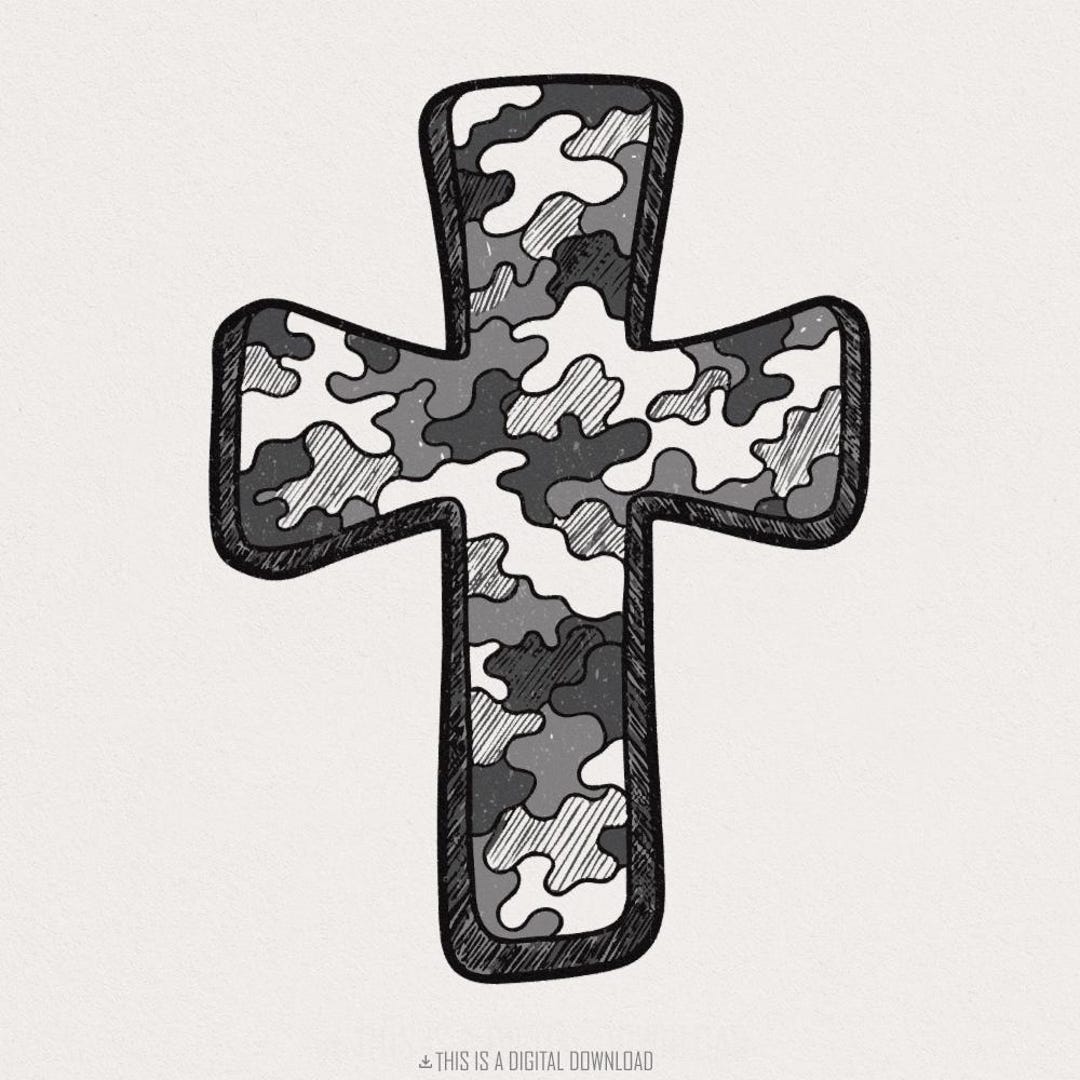Retro Camo Cross PNG, Pocket Cross, Tan Camo Scripture, I Can Do All ...