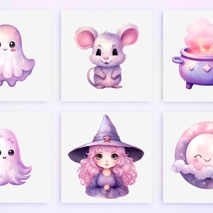 40 Pastelloween Clipart Bundle: Cute Pastel Halloween Pngs, Watercolor ...