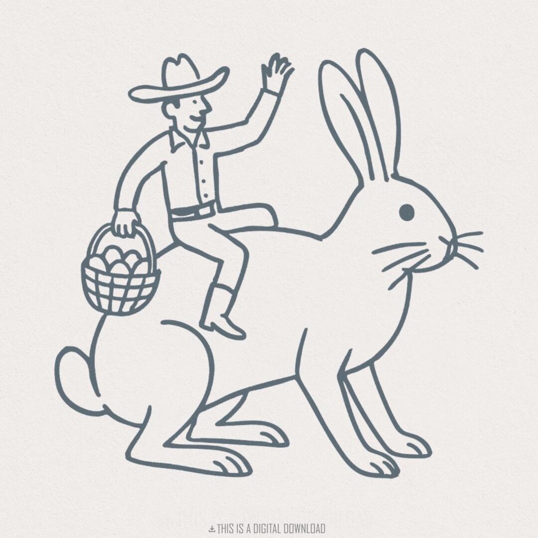 Cowboy Riding Easter Bunny PNG, Western Easter Sublimation, Funny ...